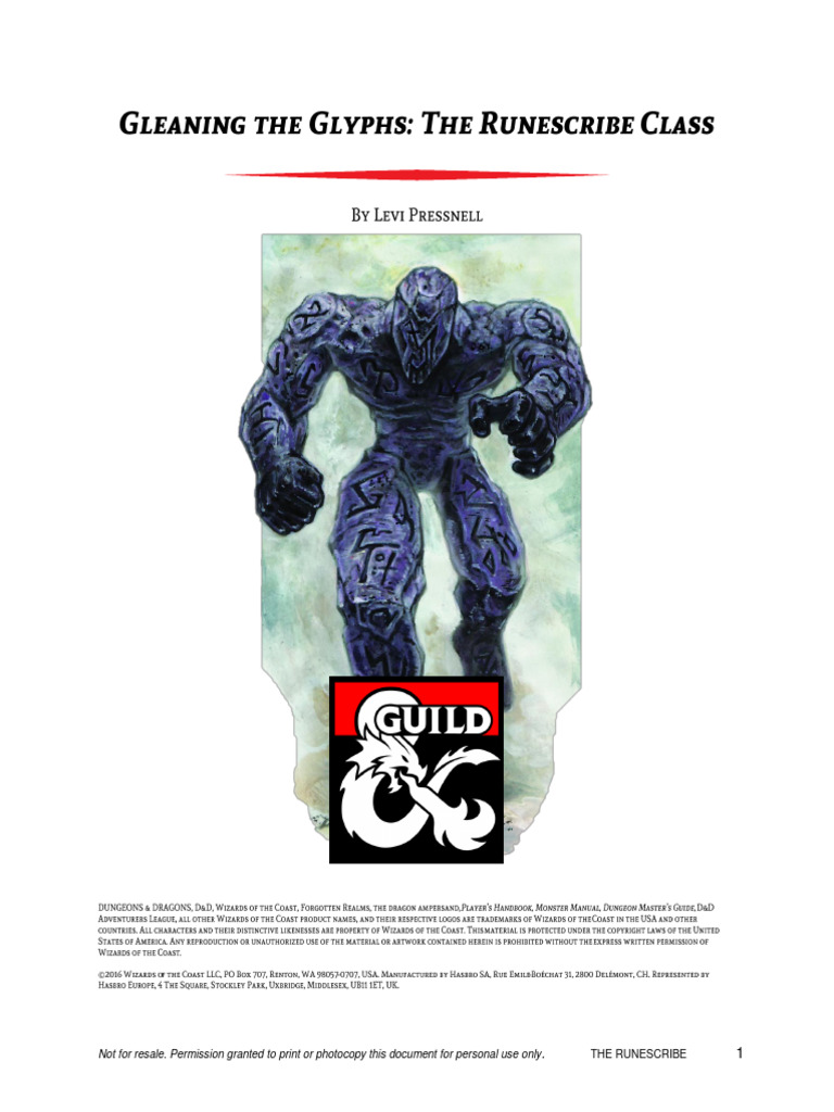 Gleaning The Glyphs The Runescribe Class (5e) | Download Free PDF ...