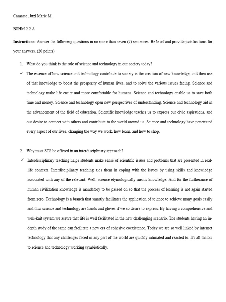 Camarse Activity 3 STS | PDF