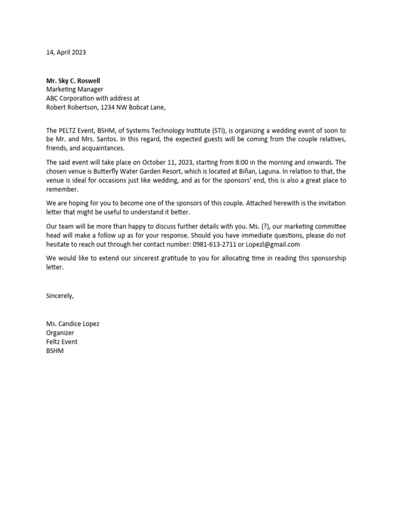 GROUP 2 Sponsorship Letter Packages & Contracts | PDF