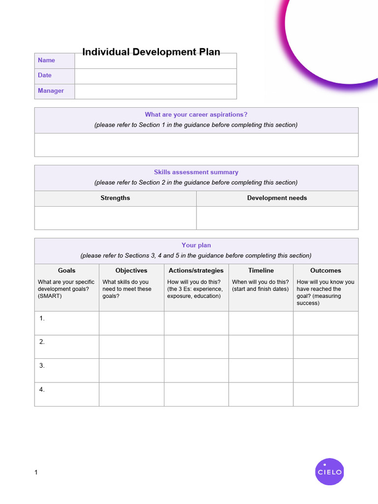 Individual Development Plan Guide | PDF | Goal | Swot Analysis