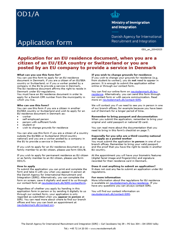 EU Residence Document Application Form | PDF | Identity Document ...
