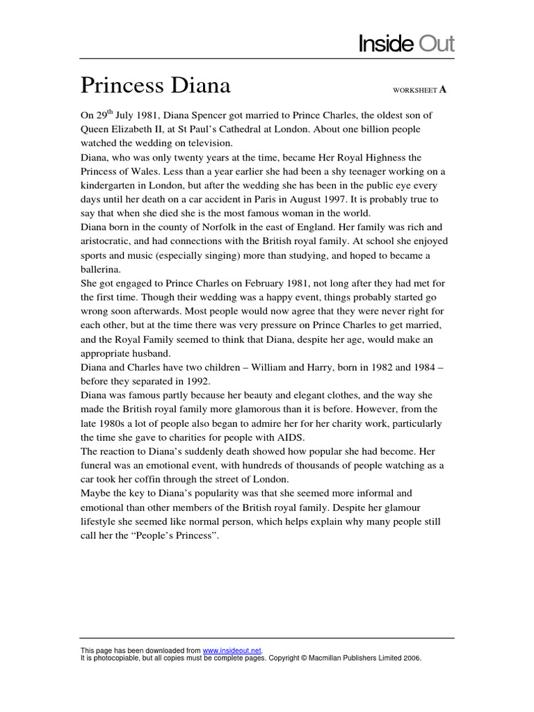 Diana Pre Int | PDF | Diana | Elizabeth Ii