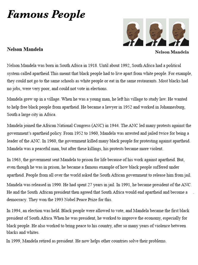 Nelson Mandela Pre Int | PDF | Nelson Mandela | Apartheid