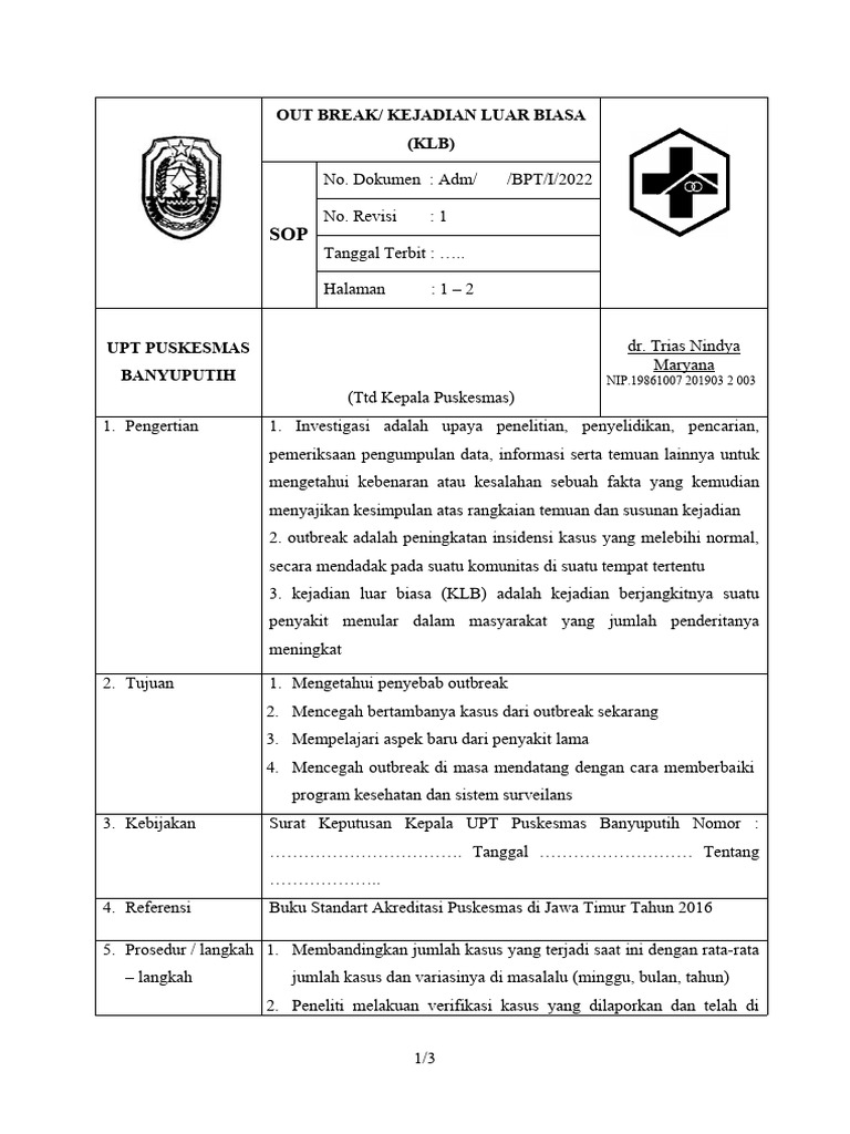 2022 Form Sop Fix Outbreak | PDF
