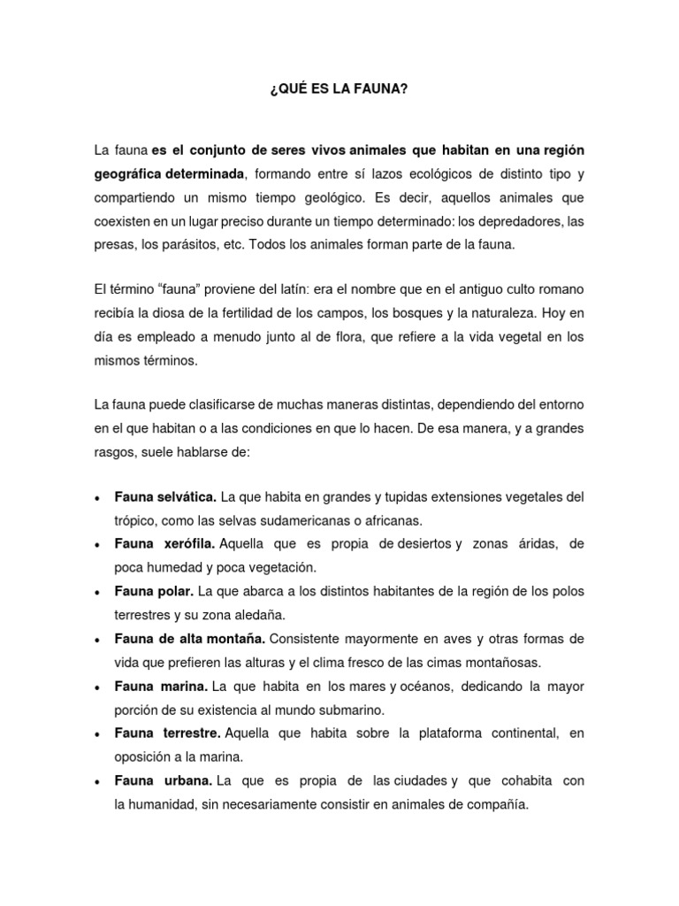 Definición y tipos de fauna | PDF | Fauna | Selva