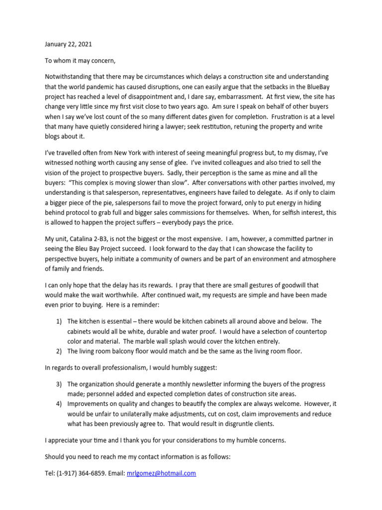 Carta Luis Gomez | PDF