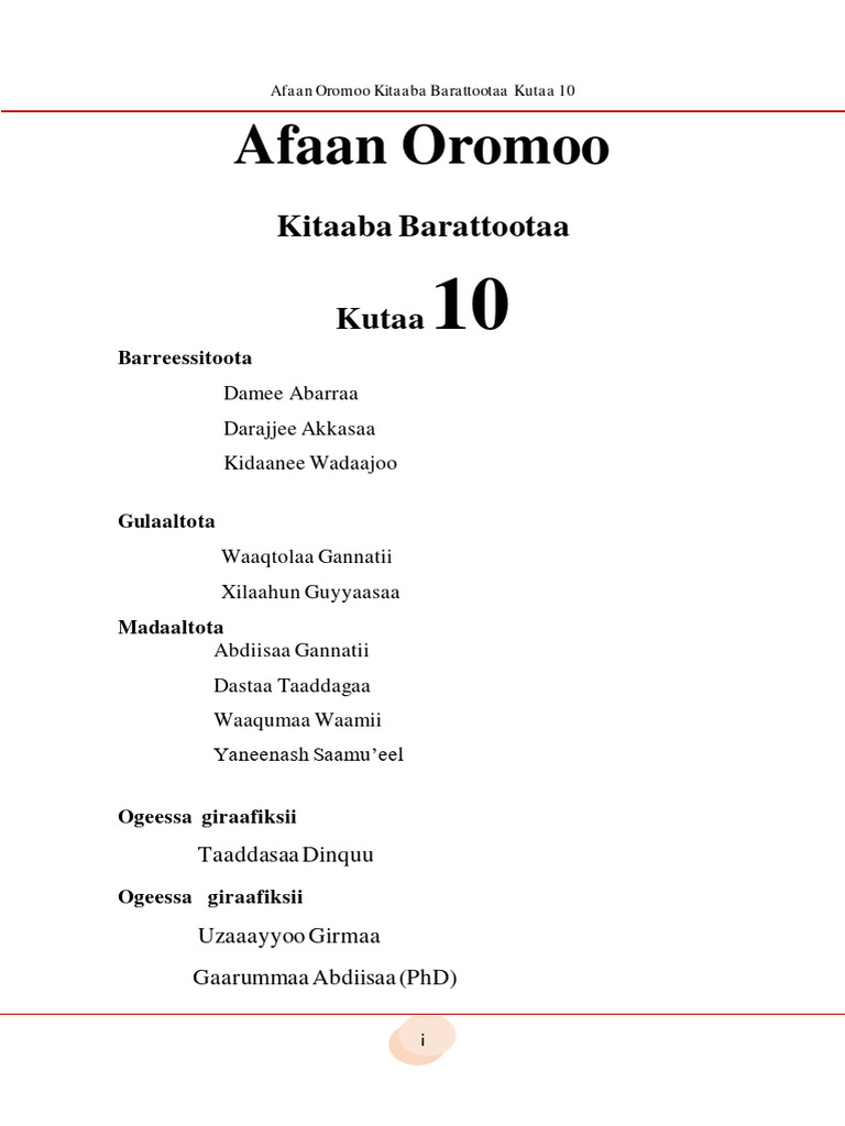 Afan Oromo G - 10 - 082824 | PDF