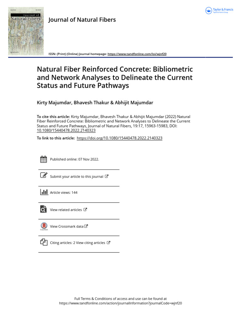 4 Natural Fiber Reinforced Concrete Bibliometric and Network Analyses To Delineate The Current ...