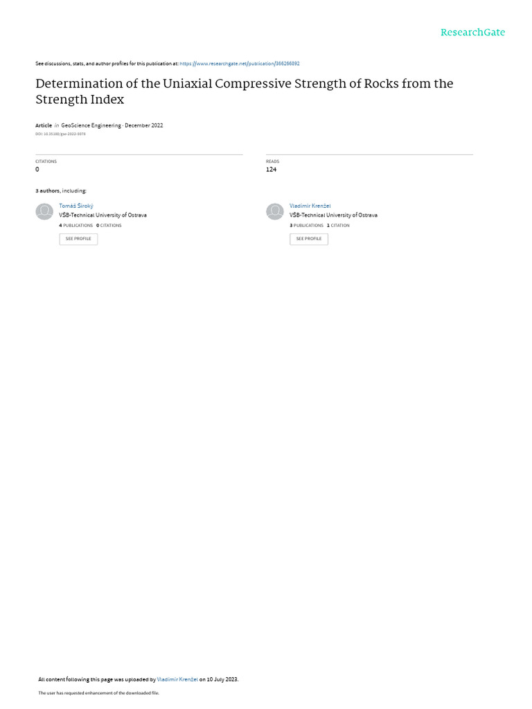 DETERMINATION OF THE Uniaxial Compressive Strength of Rock FROM THE ...