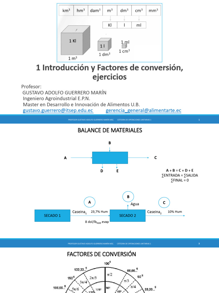1 Introducción y Factores de Conversión, Ejercicios PDF | PDF