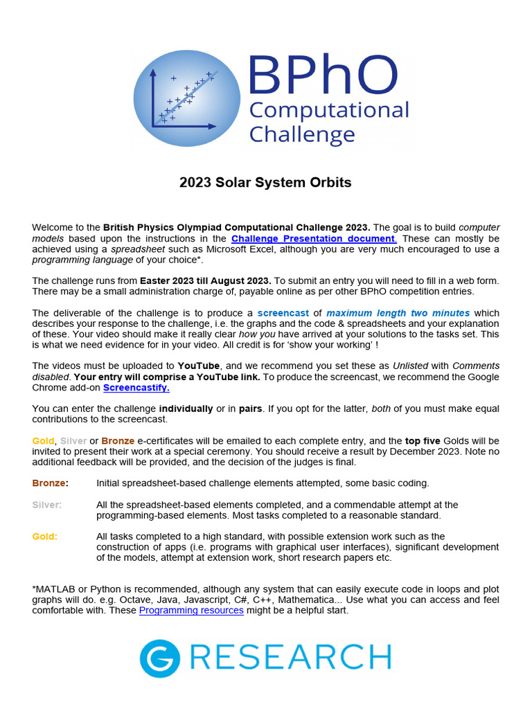 BPhO CompPhys Challenge 2023 | PDF