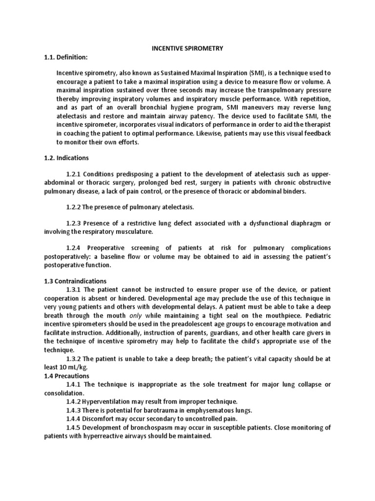 Incentive Spirometry Overview and Guidelines | PDF | Hemoglobin ...