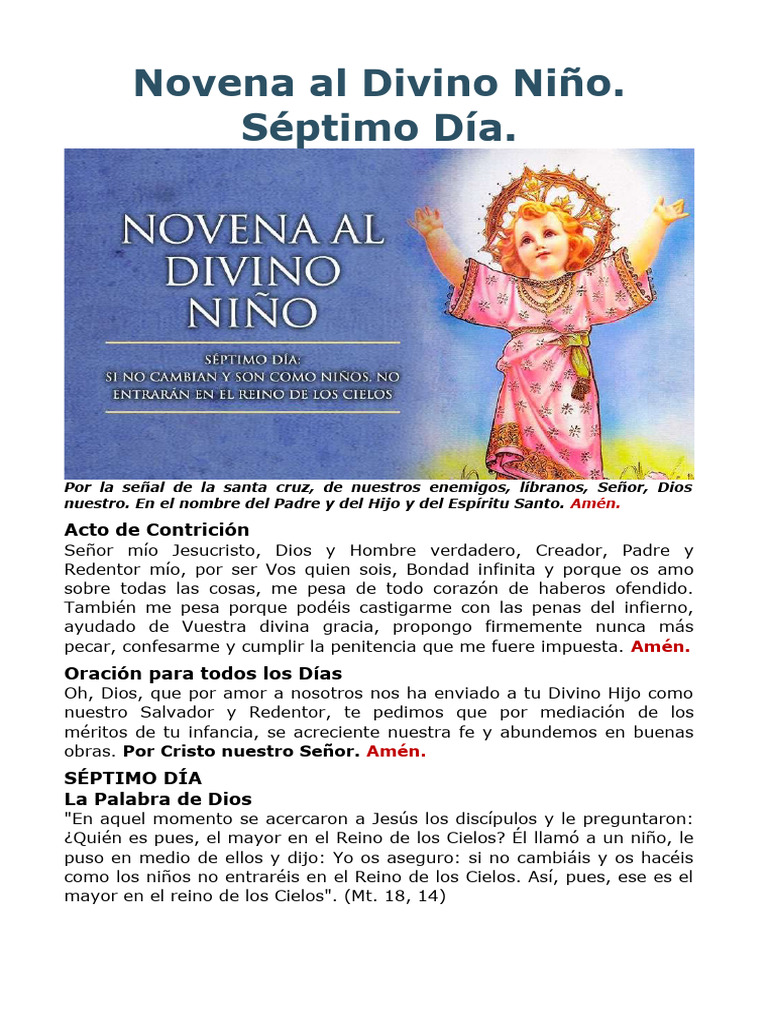 Novena Al Divino Niño Séptimo Día | PDF | Cristo (título) | Dios