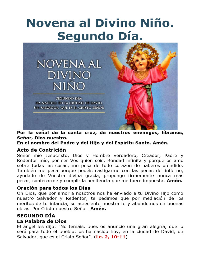 Novena Al Divino Niño Segundo Día | PDF | Jesús | Cristo (título)