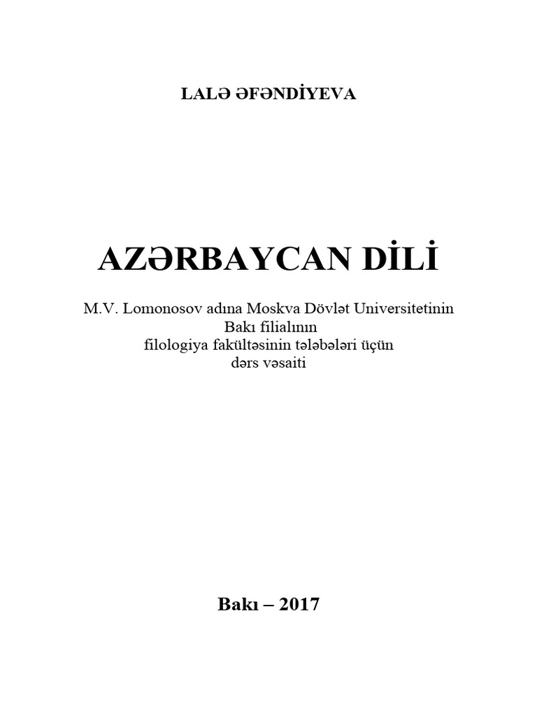 Azerbaycan Dili Lala Efendiyeva | PDF