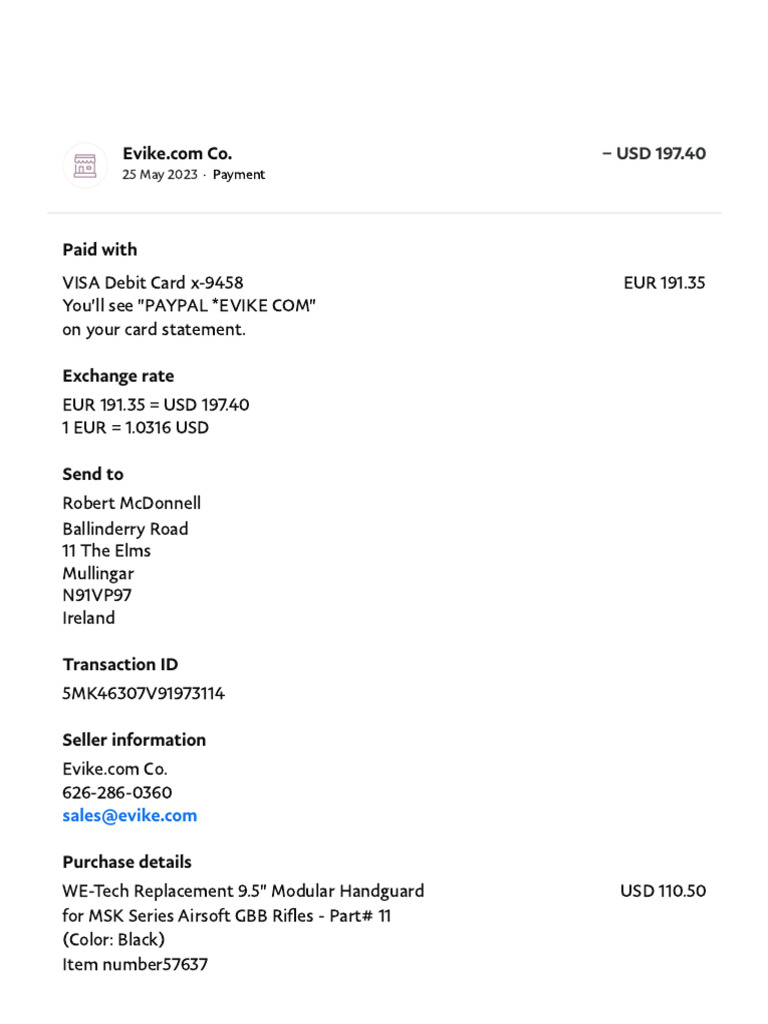 PayPal - Transaction Details | PDF