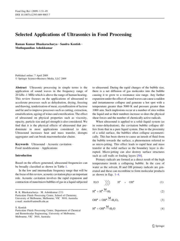 Applications of Ultrasonics | PDF