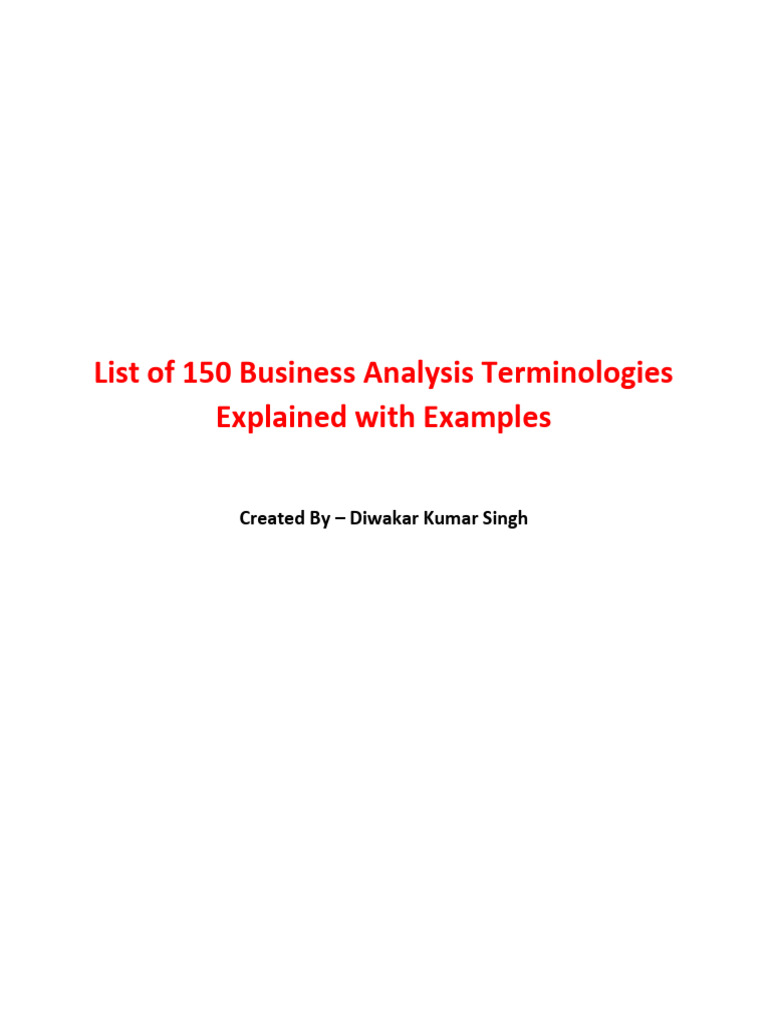 Business Analysis Terminology Guide | PDF | Business | Computers