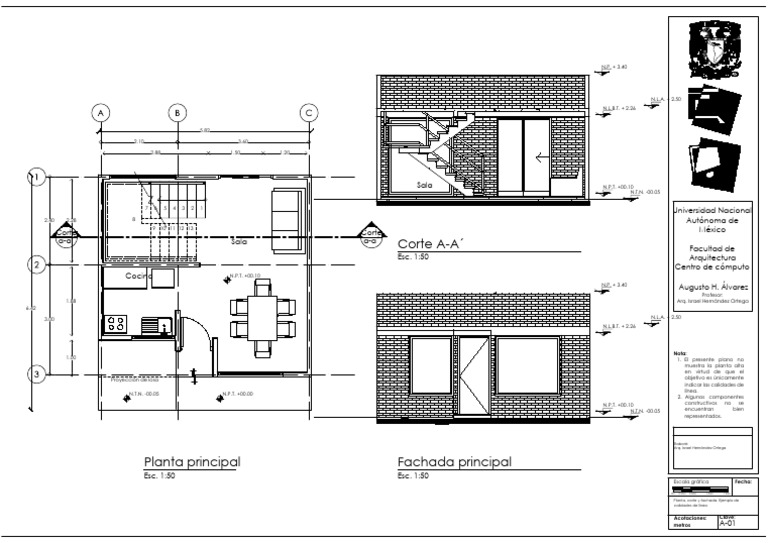 1 A-01 Planta y Corte Casa Habitación | PDF