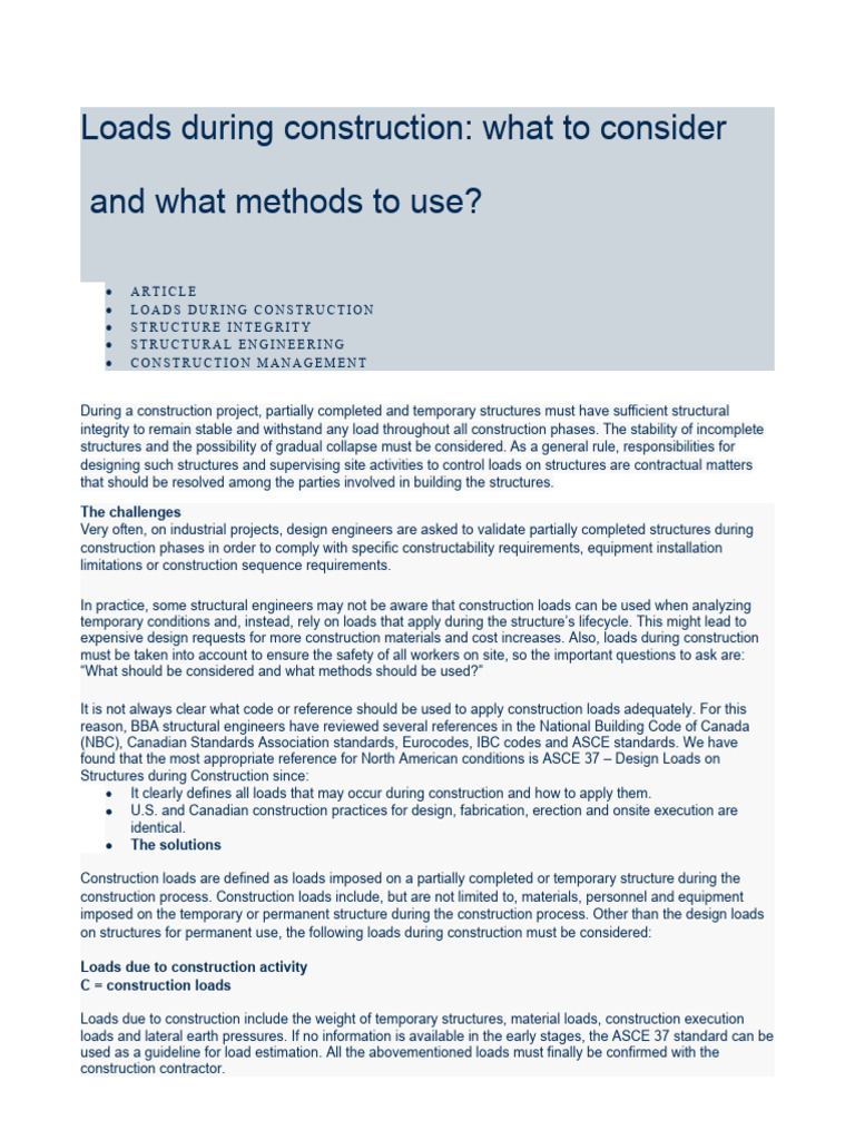 ASCE 37: Construction Load Considerations | PDF | Technology & Engineering