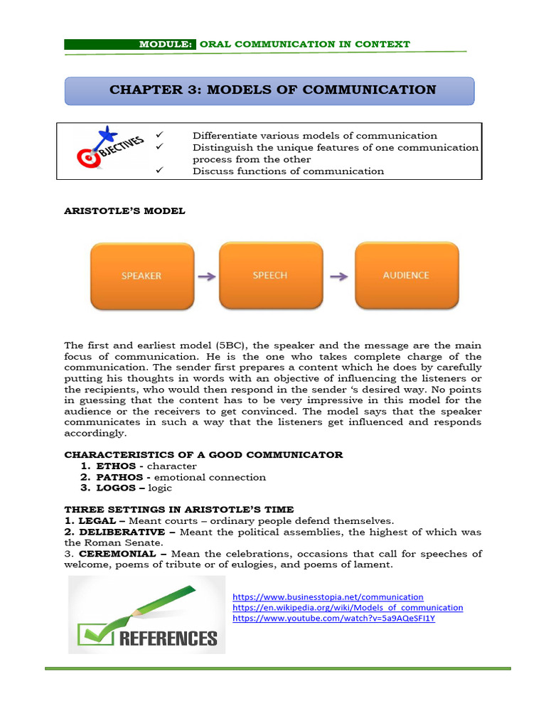 Chapter 3 - Models of Communication | PDF | Communication | Human ...