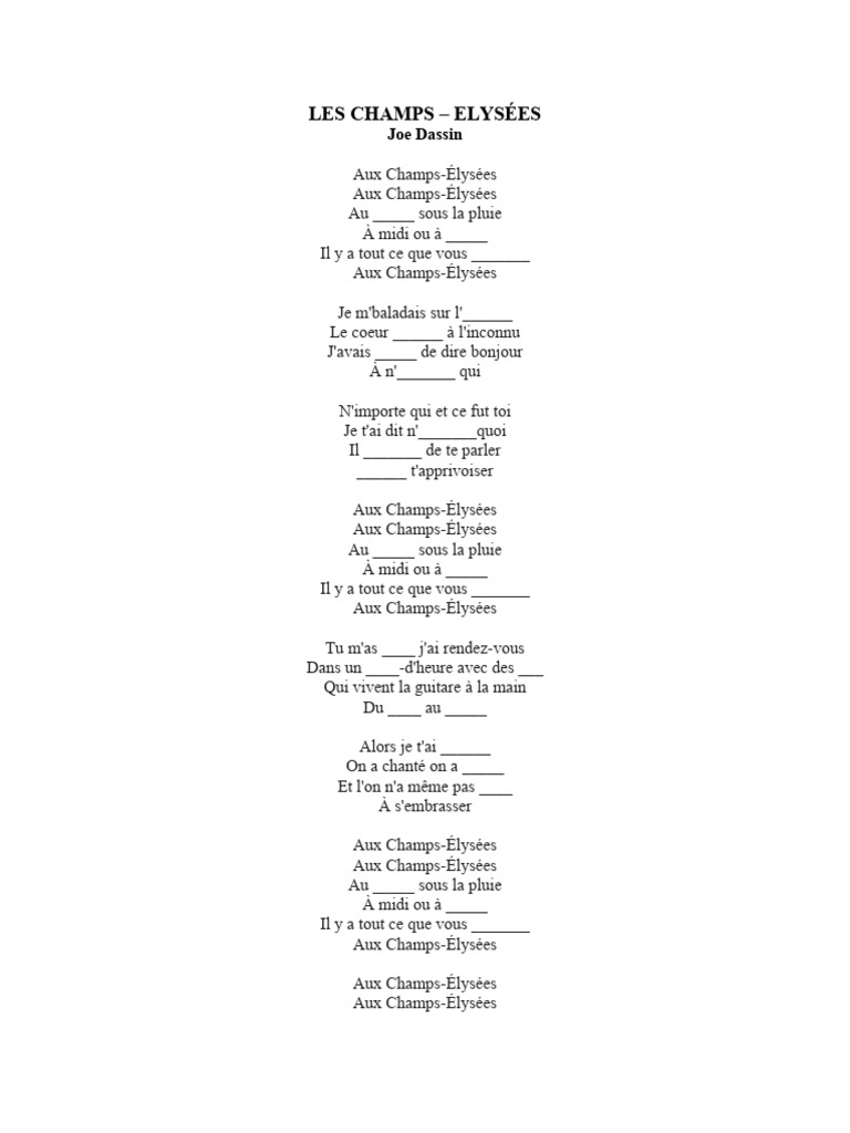 Parole Champs - Elysées | PDF