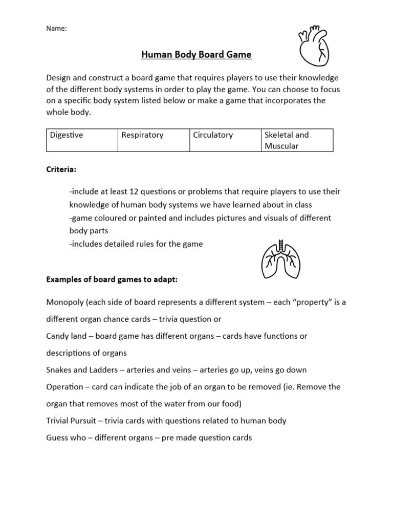Human Body Board Game | PDF