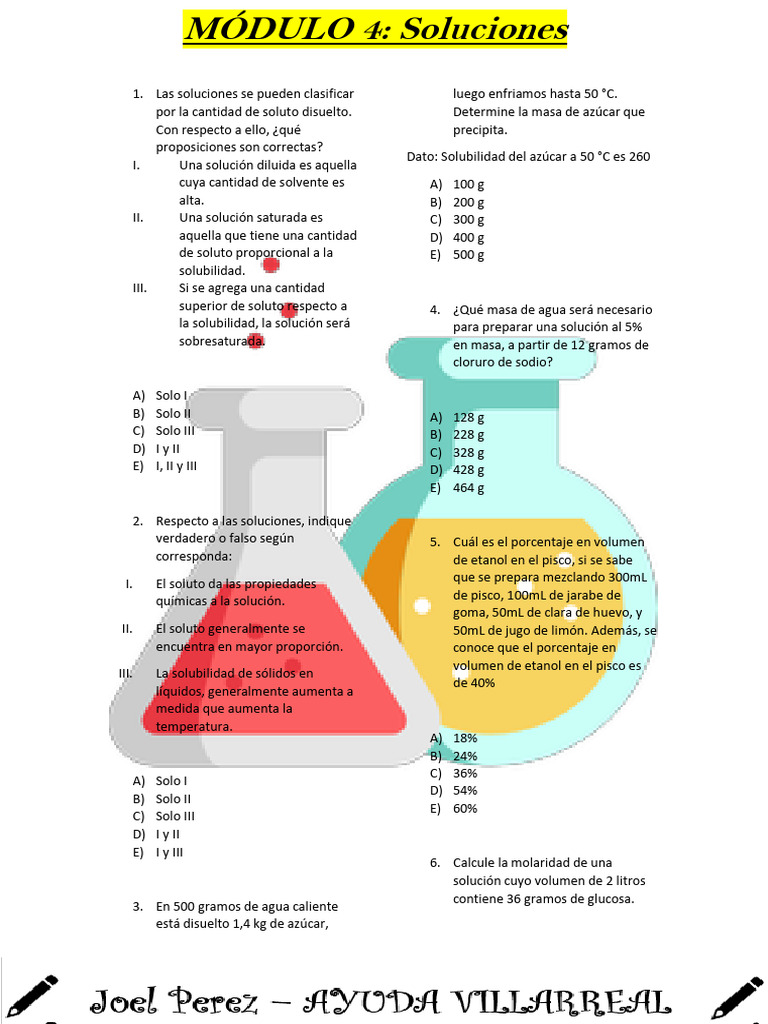 Soluciones | Descargar gratis PDF | Solubilidad | Ácido