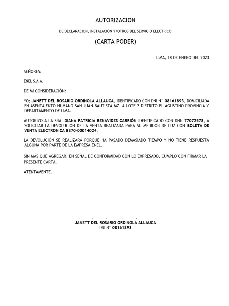 Carta Poder 2023 | PDF