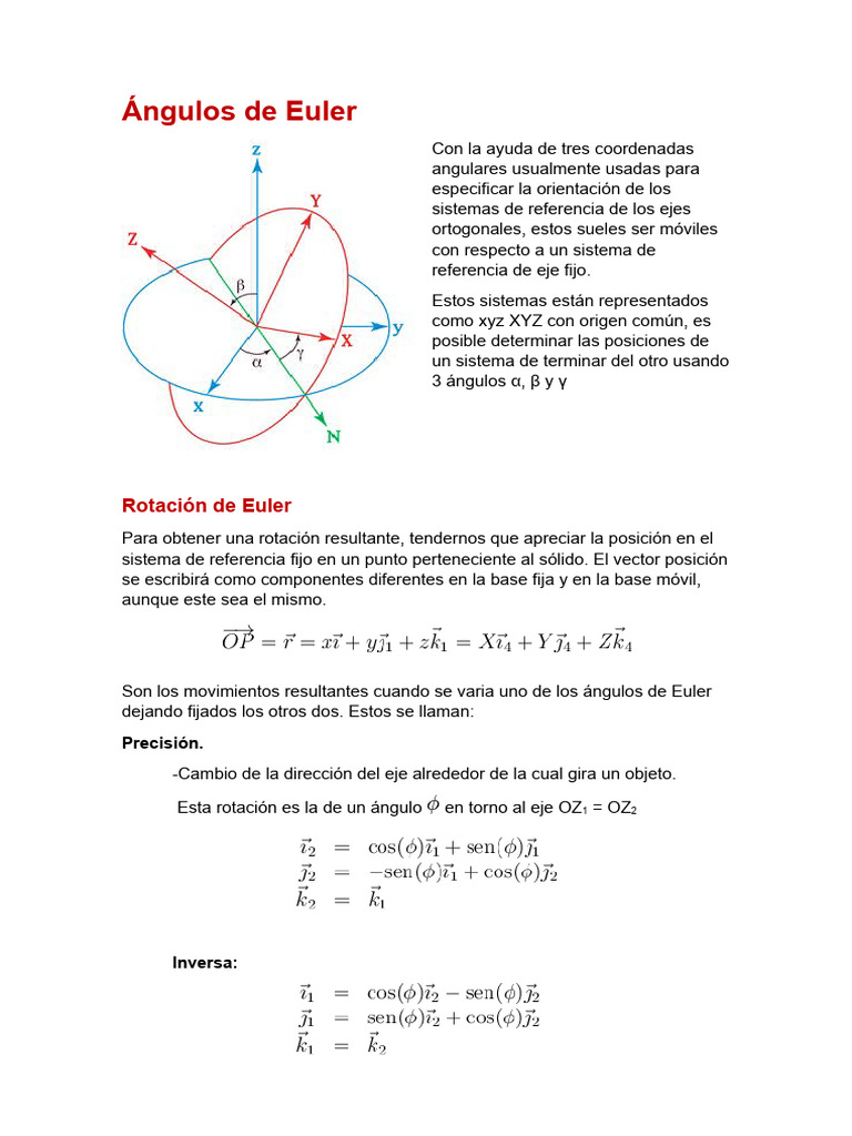Ángulos de Euler | Download Free PDF | Rotación | Ángulo