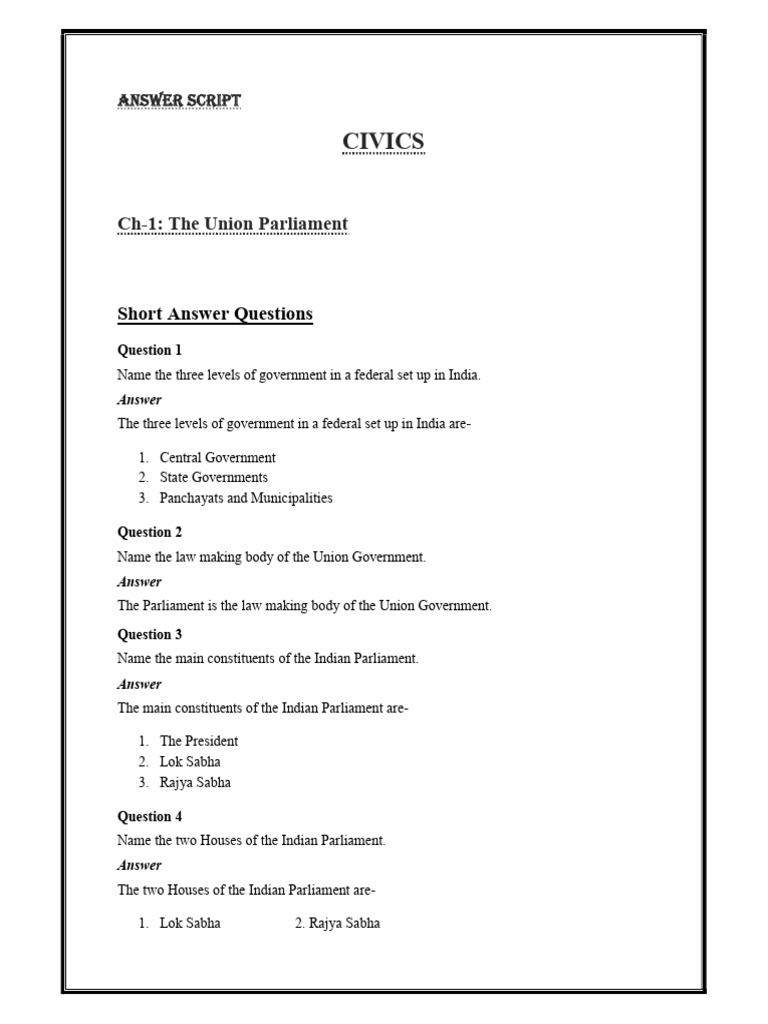Civics ch-1 | PDF | United States House Of Representatives | Justice
