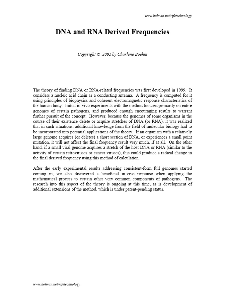 DNA and RNA Derived Frequencies - Boehm | PDF | Science & Mathematics