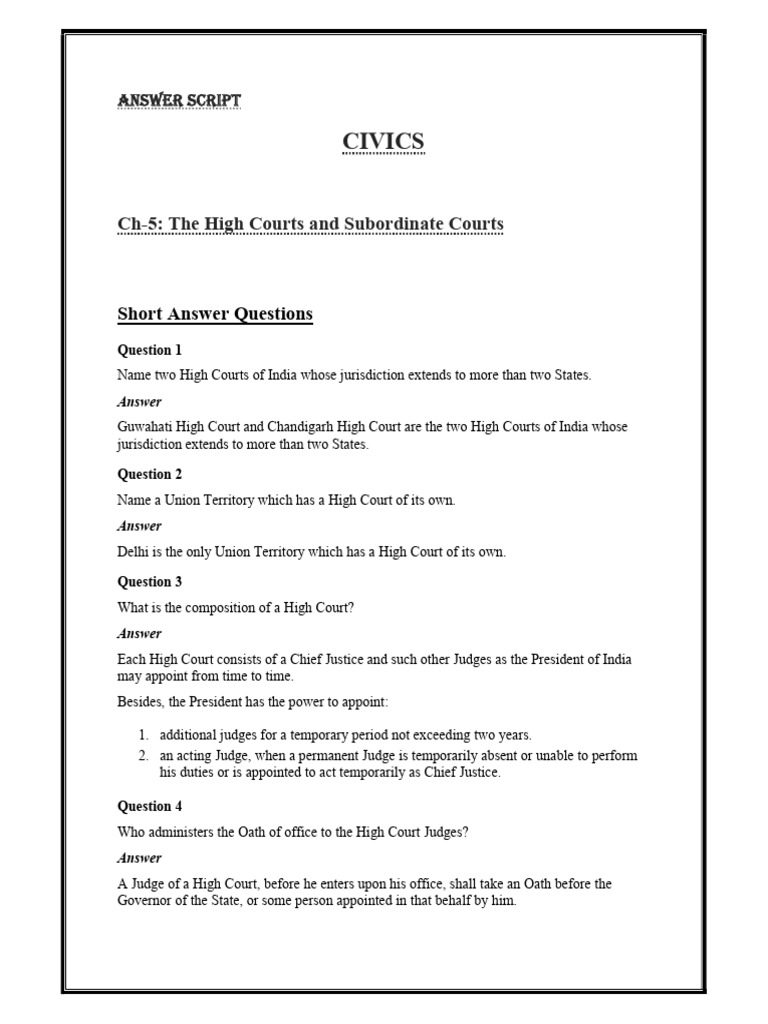 Civics ch-5 | PDF | Writ | Judge
