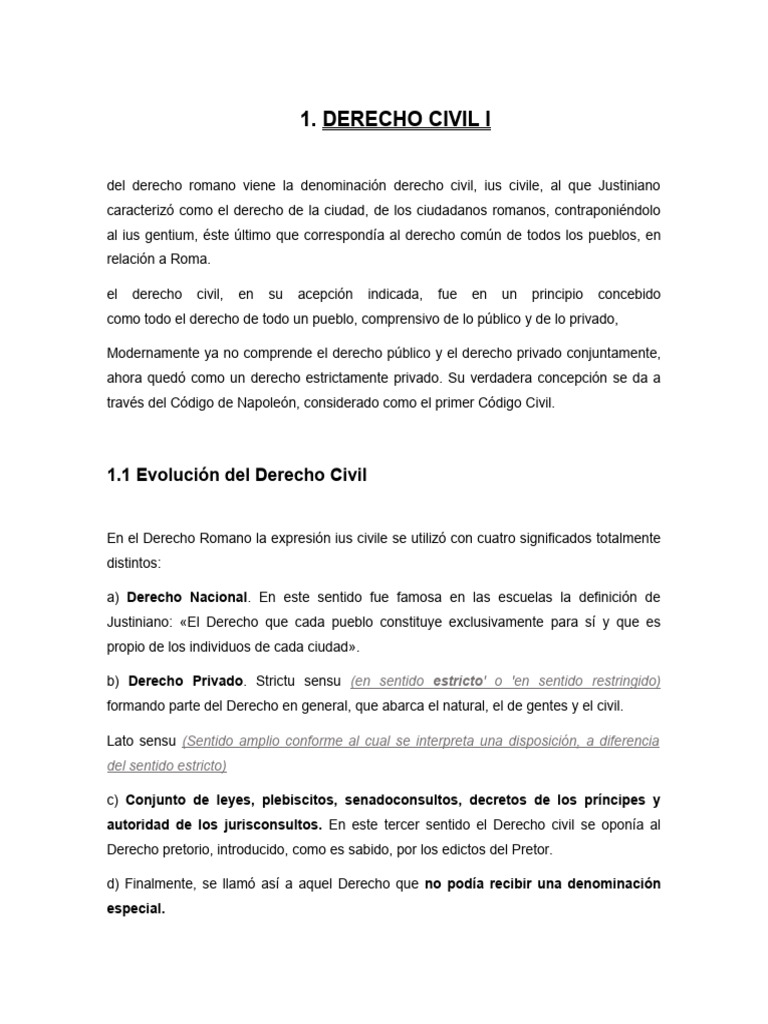 Evolución y Definición del Derecho Civil | PDF | Derecho Civil (Common ...