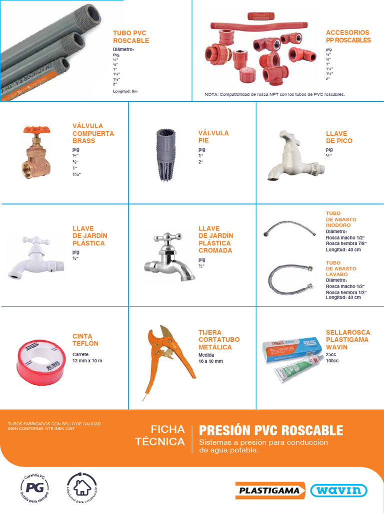 PVC Roscable 2022-0123 | PDF | Tubería (transporte de fluidos) | Tornillo