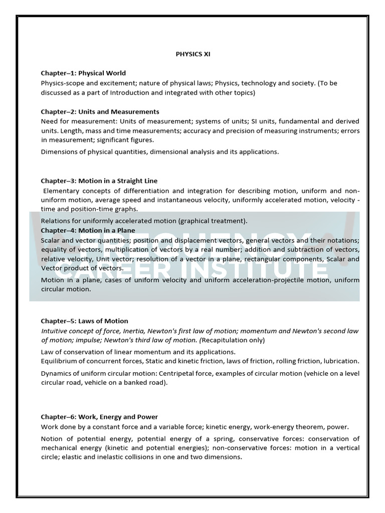 11th Physics Syllabus | PDF | Heat | Velocity