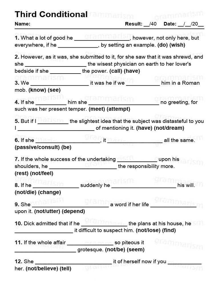 Grammarism Third Conditional Test 7 1379896 | PDF