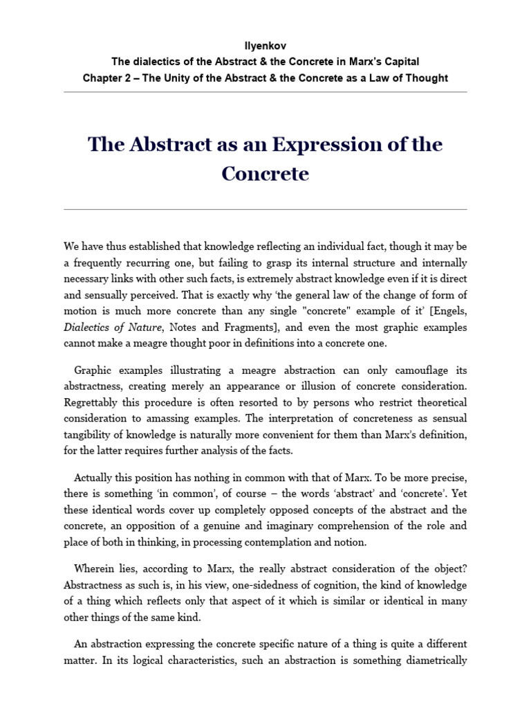 Dialectics of Abstract and Concrete in Marx | PDF | Abstraction | Communism