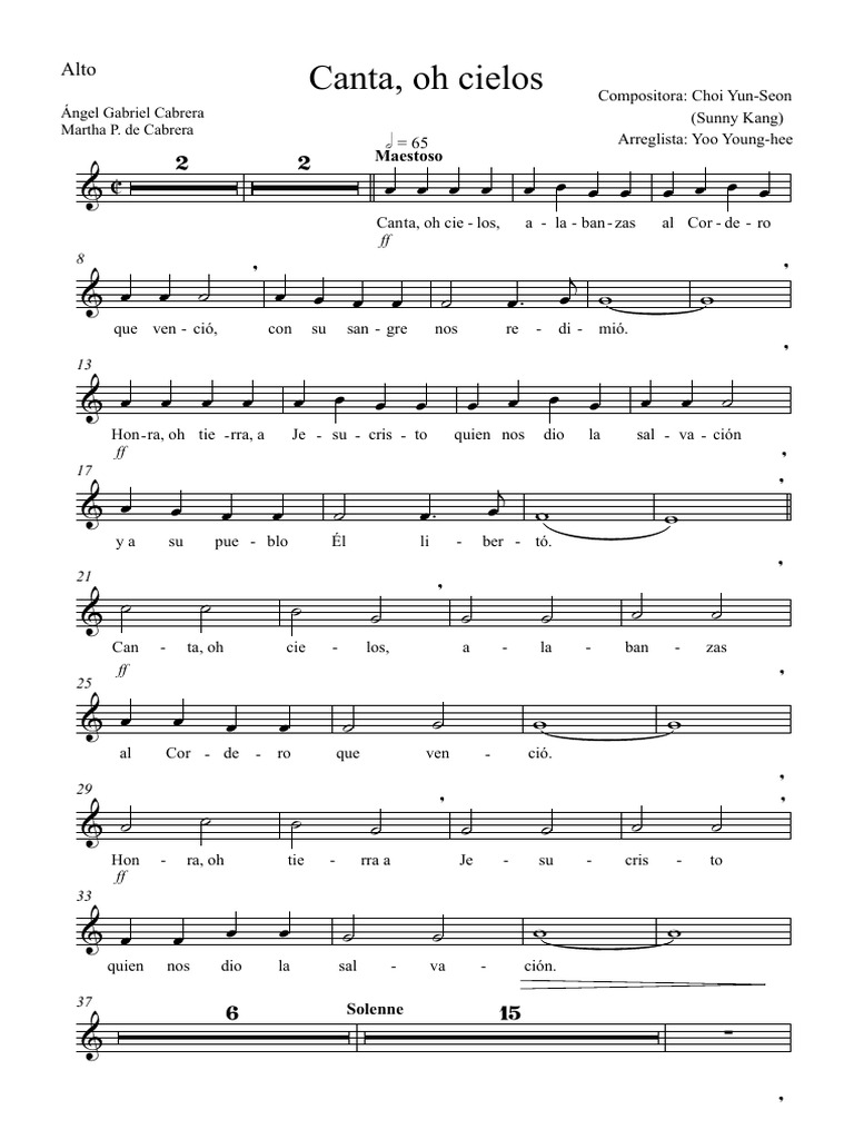 Canta, Oh Cielos - Alto (Contralto) | PDF