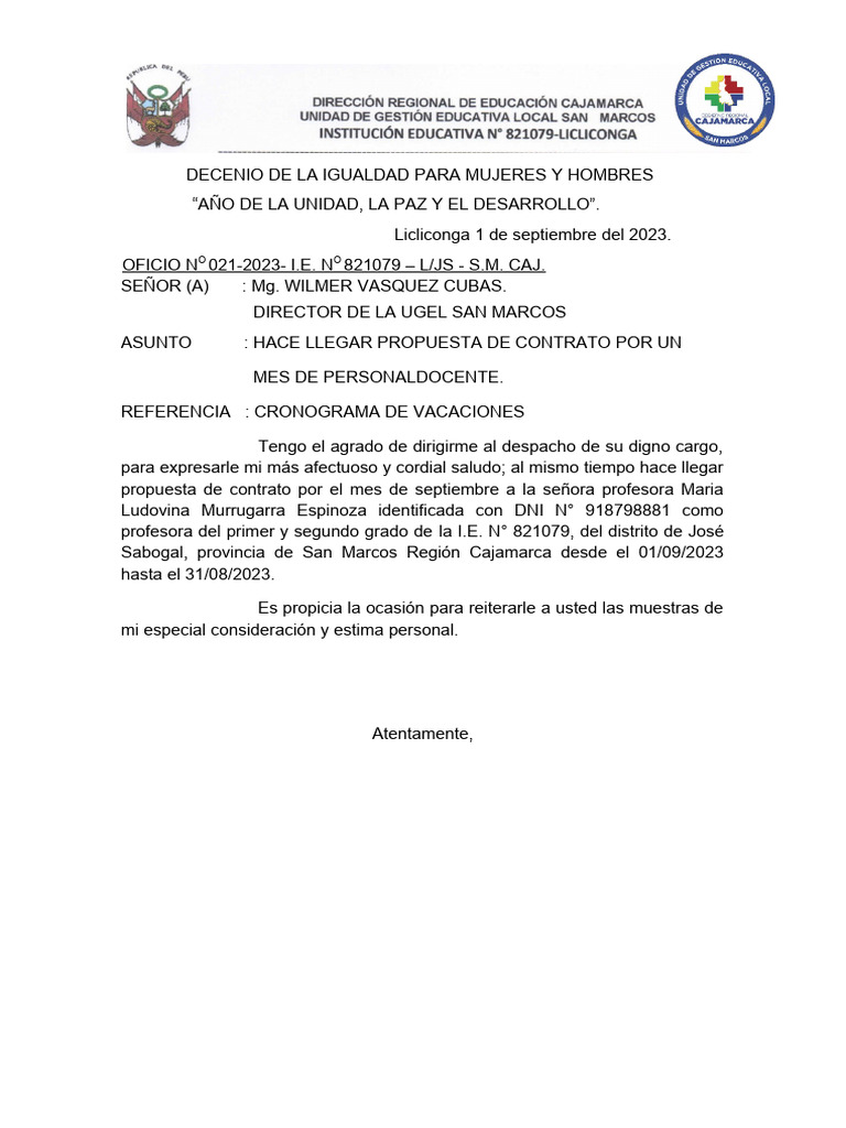 OFICIO de Propuesta | PDF