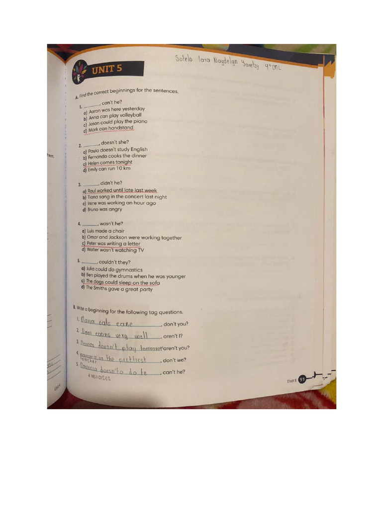 UNIDAD 5 - Workbook. | PDF