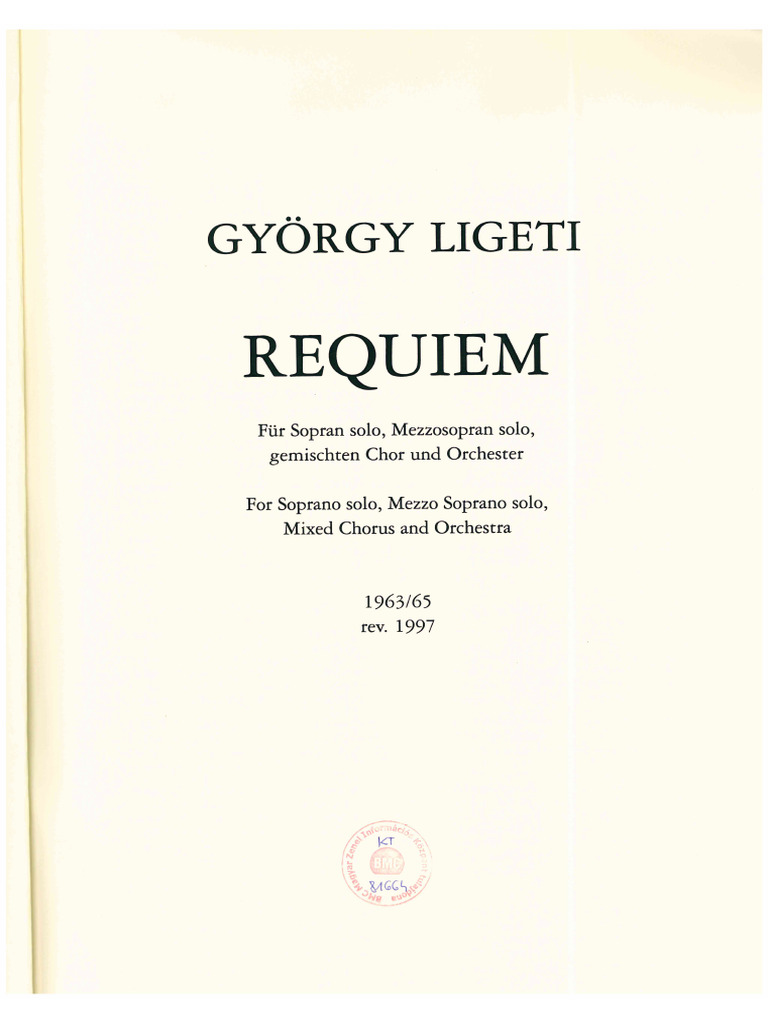 Ligeti Requiem Részleges Másolat | PDF
