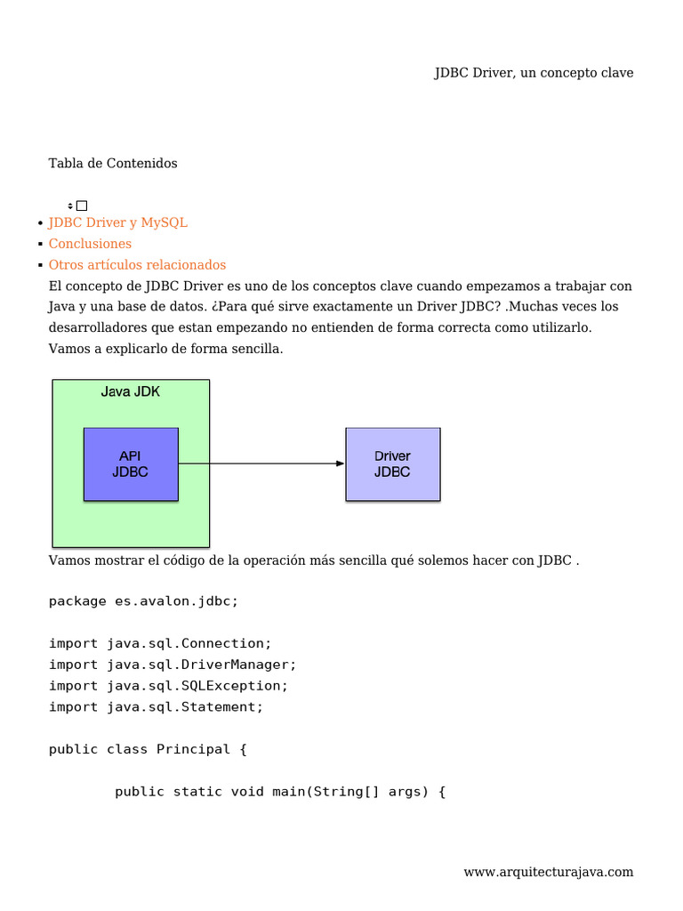 JDBC Driver, Un Concepto Clave | PDF | Mi sql | Java (lenguaje de ...
