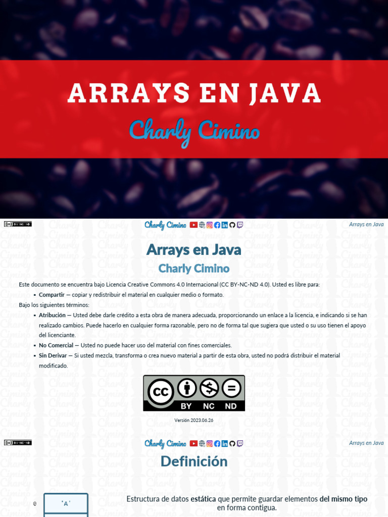 Arrays en Java - Charly Cimino | PDF | Ingeniería de software | Informática