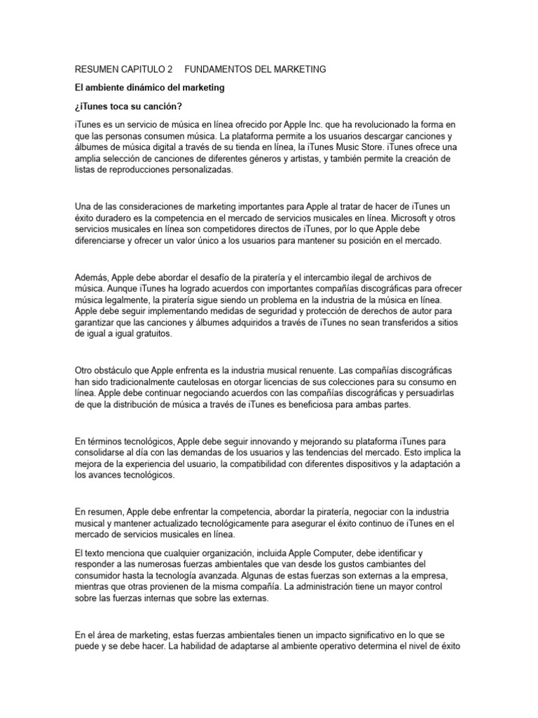Resumen Capitulo 2 Fundamentos Del Marketing | PDF | Marketing | Yo sintoniza
