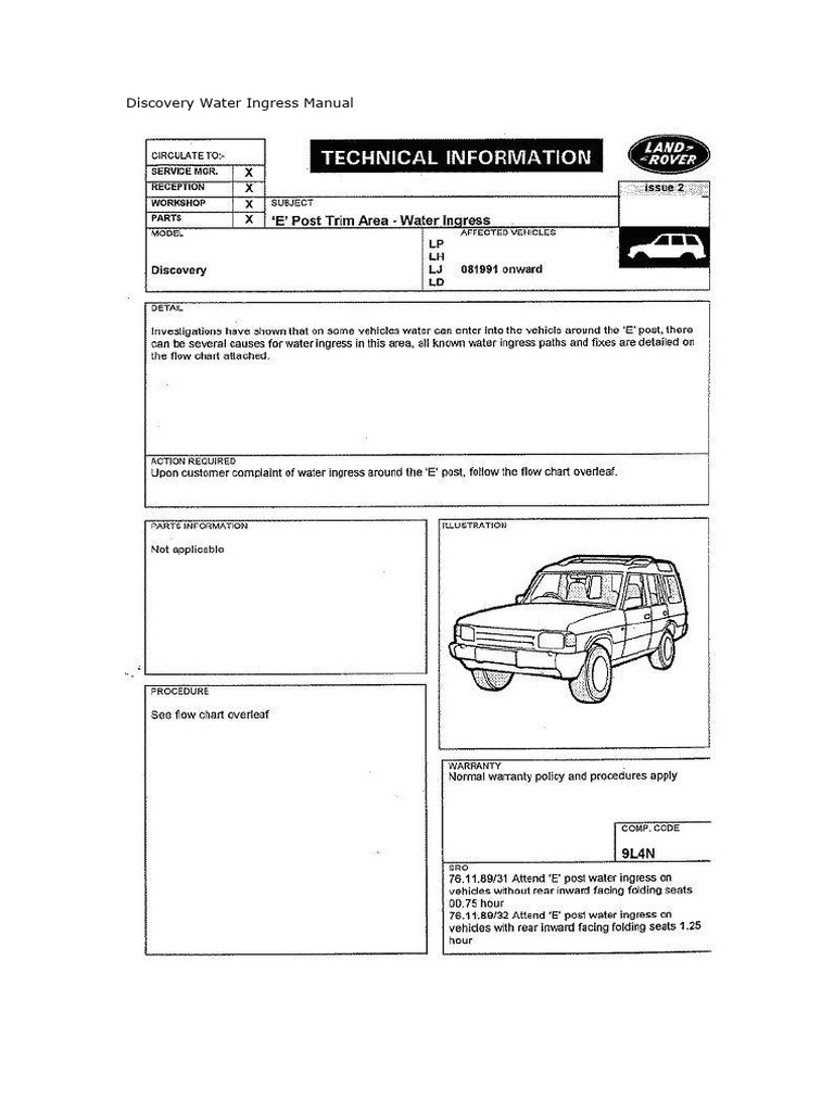 Discovery Water Ingress Manual | PDF