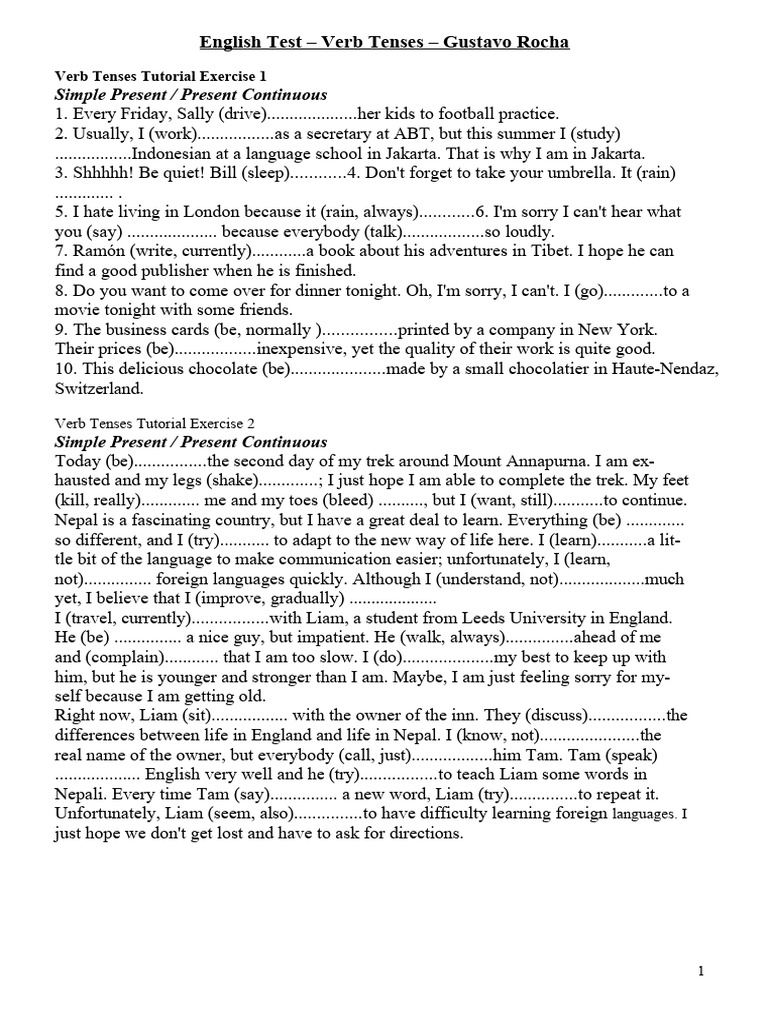 English Verb Tenses | PDF | English Language | Linguistics