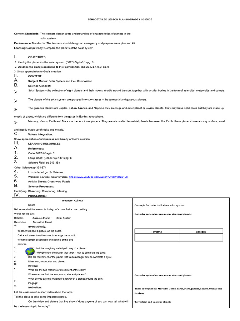Science 6-Q4 - Solar System | PDF | Planets | Solar System