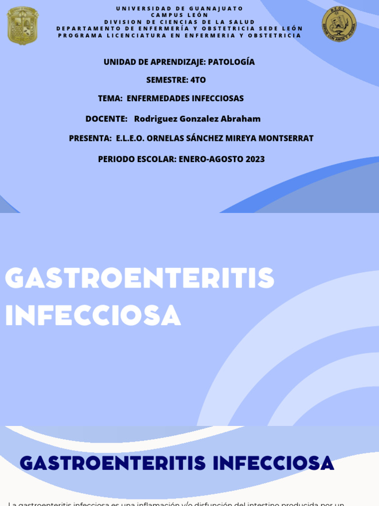 Gastroenteritis Infecciosa | PDF | Microbiología | Cuidado de la salud