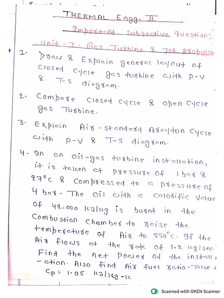 Thermal Engineering - II.. Subjective Guess Questions | PDF